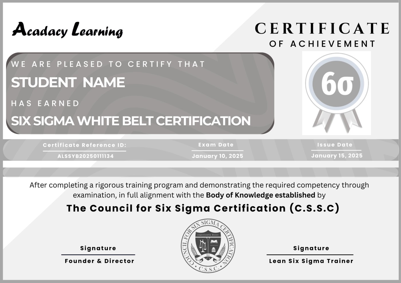 Six Sigma White Belt – Acadacy Learning